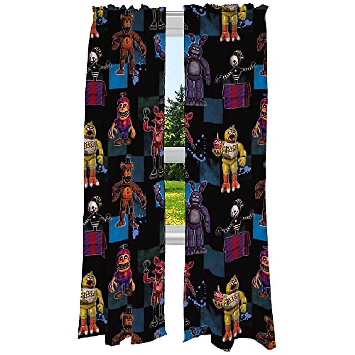 Franco Kids Bedding Super Soft Comforter and Sheet Set with Sham, 5 Piece Twin Size, Five Nights at Freddy's & Kids Room Window Curtains Drapes Set, 82 in x 84 in, Five Nights at Freddy's