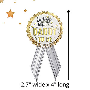 Mommy to Be & Daddy to Be Pin Twinkle Little Star Baby Shower Pin for parents to wear, White & Gold, It's a Girl, It's a Boy Baby Sprinkle