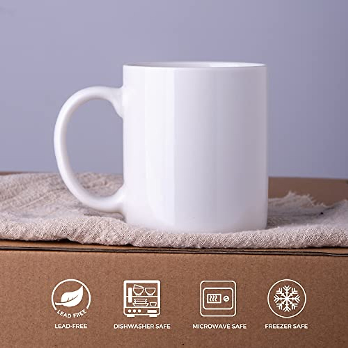GBHOME Sublimation Mugs Blank, 12 OZ White Ceramic Sublimation Cups, Bulk Mugs for Coffee, Milk, Latte, Hot Cocoa, Set of 6