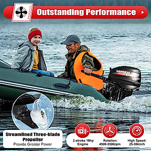 awolsrgiop 2 Stroke 18HP Outboard Motor Gas-Powered Water Cooling Boat Engine Long Shaft Tiller Control 246CC Heavy Duty Fishing Boat Kayak Engine Outboard Motors Boat Engine Motor