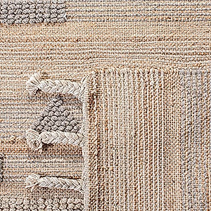 SAFAVIEH Natura Collection Accent Rug - 4' x 6', Natural & Beige, Flat Weave Boho Braided Tassel Jute & Wool Design, Ideal for High Traffic Areas in Entryway, Living Room, Bedroom (NAT278A)