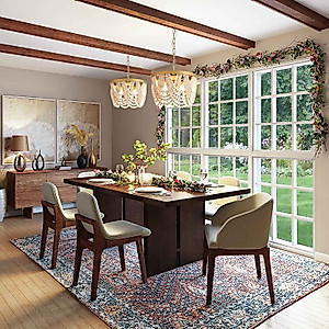 MZMHD Boho Wood Beaded Semi Flush Mount Ceiling Light Fixture,3-Light Gold Metal Mini Chandeliers,Bohemia Small Chandelier for Bedroom,Nursery Room,Entryway,Hallway,Passway,Dining Room