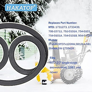 HAKATOP 954-0101 754-0101 Auger Drive Belt for MTD Cub Cadet 754-0101A 954-0101A 265-433 Murray 581264 581264MA 1/2 X 35" Snow Blower
