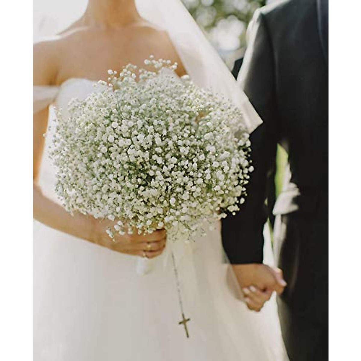 JIFTOK Babys Breath Artificial Flowers, 24 Pcs Fake Flowers Gypsophila Bouquet Fall Flowers Artificial for Decoration, Real Touch Silk Flower for Wedding Christmas DIY Party Home Garden Office(White)