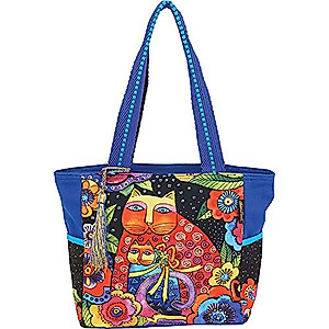 Laurel Burch Mother Daughter In Flowers Medium Tote (Blue)