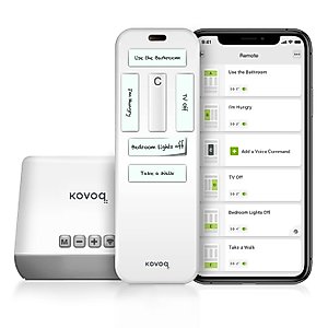 KOVOQ Smart Home Remote Stater Kit for Bedroom/Nursery Room, Smart Caregiver Pager, Control Smart Thermostat, Routines, Works with Homepod, Nest Audio, up to 330ft Range, 6 Customizable Big Buttons