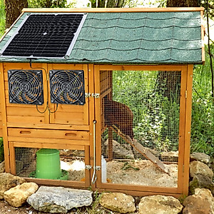 Riakrum 20W 16V Solar Panel Exhaust Fan Kit USB Portable Solar Powered Fan Summer Outdoor Waterproof Ventilator Fan for Chicken Coops, Greenhouses, Camping Exhaust (2 Sets)