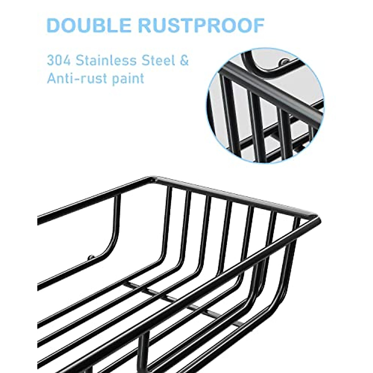 ToCofy Shower Caddy Bathroom Shelves Organizer Stainless Steel Shower Shelf Adhesive Kitchen Storage Rack with Soap Dish Razor and Towel Hooks(Black)