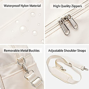 LONG VACATION Women's Travel Duffel Bag with Toiletry Bag, Sports Gym Bag Weekendeer Carry-on Tote with Shoe Compartment and Wet Pocket, School Yoga Bag Fit 15.6inch Laptop (APRICOT WHITE, 18-inch)