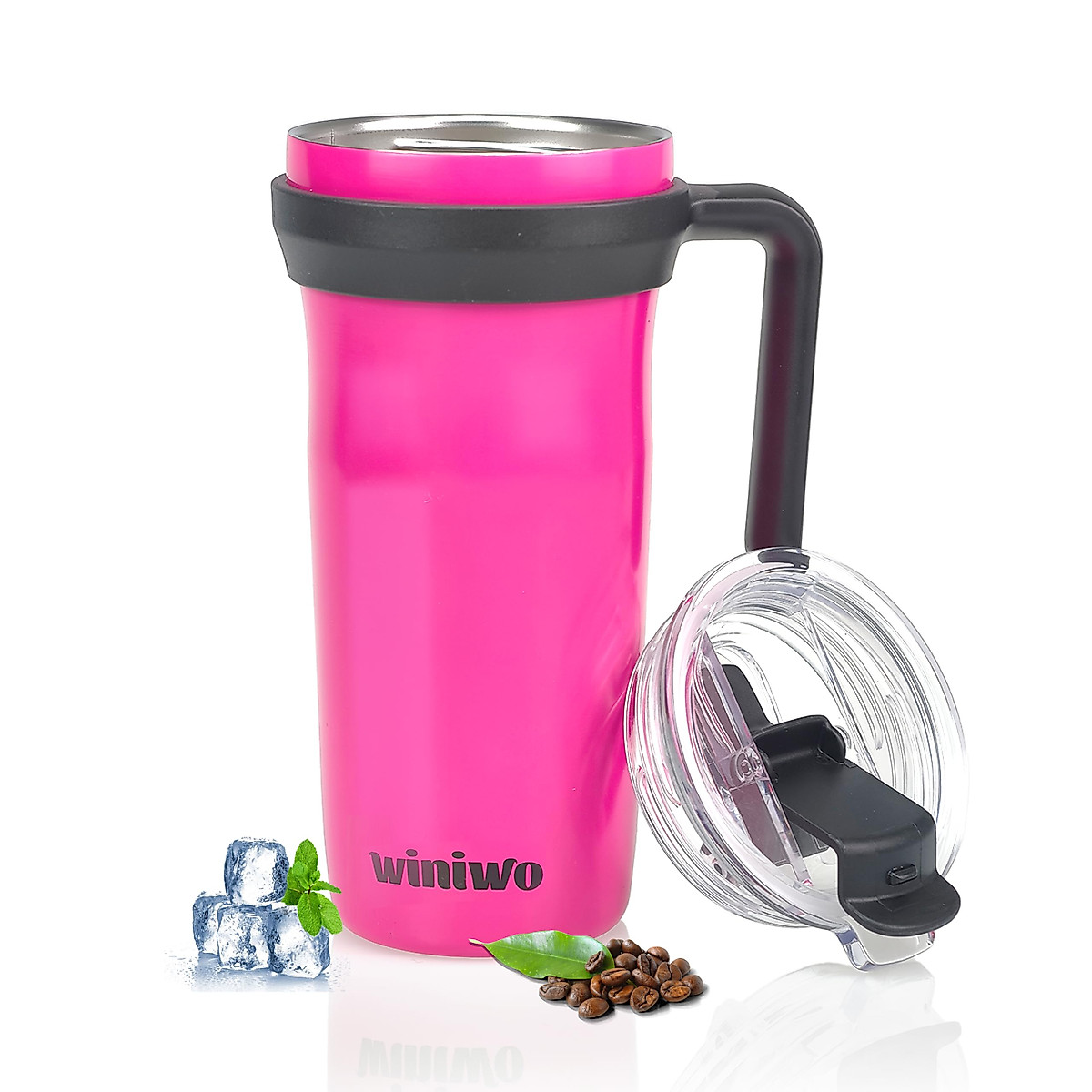 winiwo 20 oz Tumbler with Handle, Easy to Hold, Travel Coffee Mug with Screw Lid, Spill-proof, Insulated Cups, Built-in Up Down Flip, Fit Most Car Cup Holders, Commute, School, Home, Office