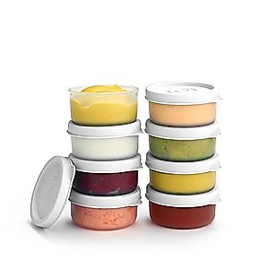 Condiment Cups Containers with Lids- 8 pk. 1.3 oz.Salad Dressing Container to go Small Food Storage Containers with Lids- Sauce Cups Leak proof Reusable Plastic BPA free for Lunch Box Picnic Travel