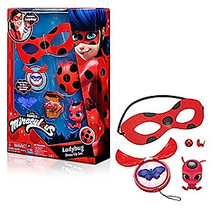 Miraculous girls female Ladybug Dress Up Set with Yoyo, Color Change Akuma, Tikki kwami, mask and Earrings by Playmates Toys