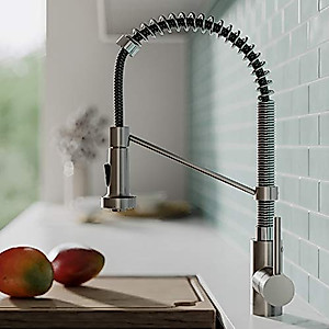 KRAUS Bolden Commercial Style 2-Function Single Handle Pull Down Kitchen Faucet in Spot-Free Stainless Steel/Chrome, KPF-1610SFSCH (Pack of 1)