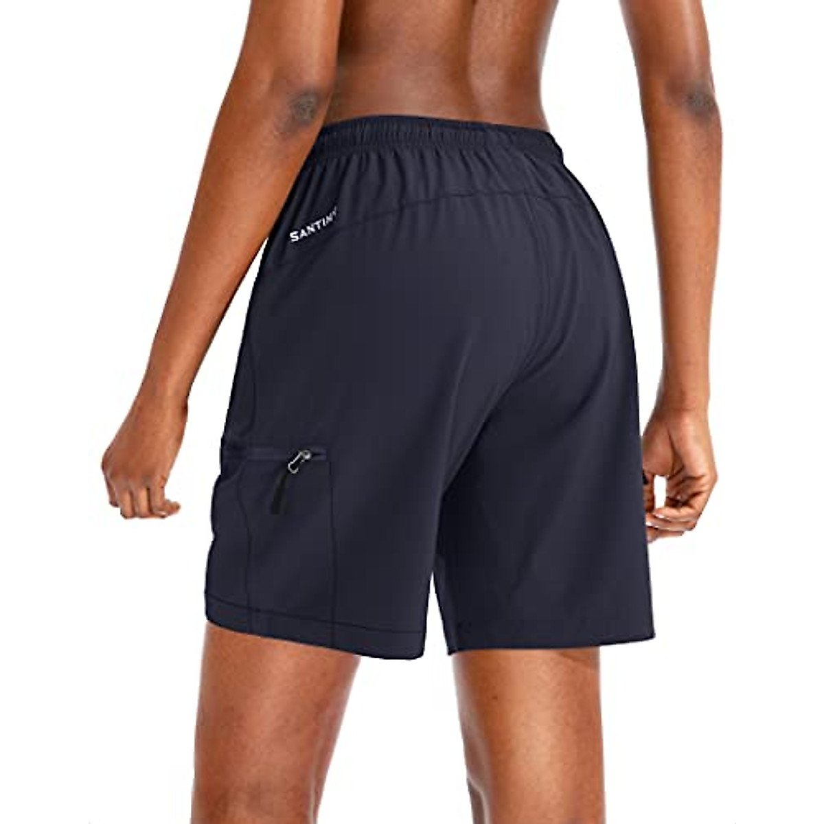 SANTINY Women's Hiking Cargo Shorts Quick Dry Lightweight Summer Shorts for Women Travel Athletic Golf with Zipper Pockets(Navy_S)