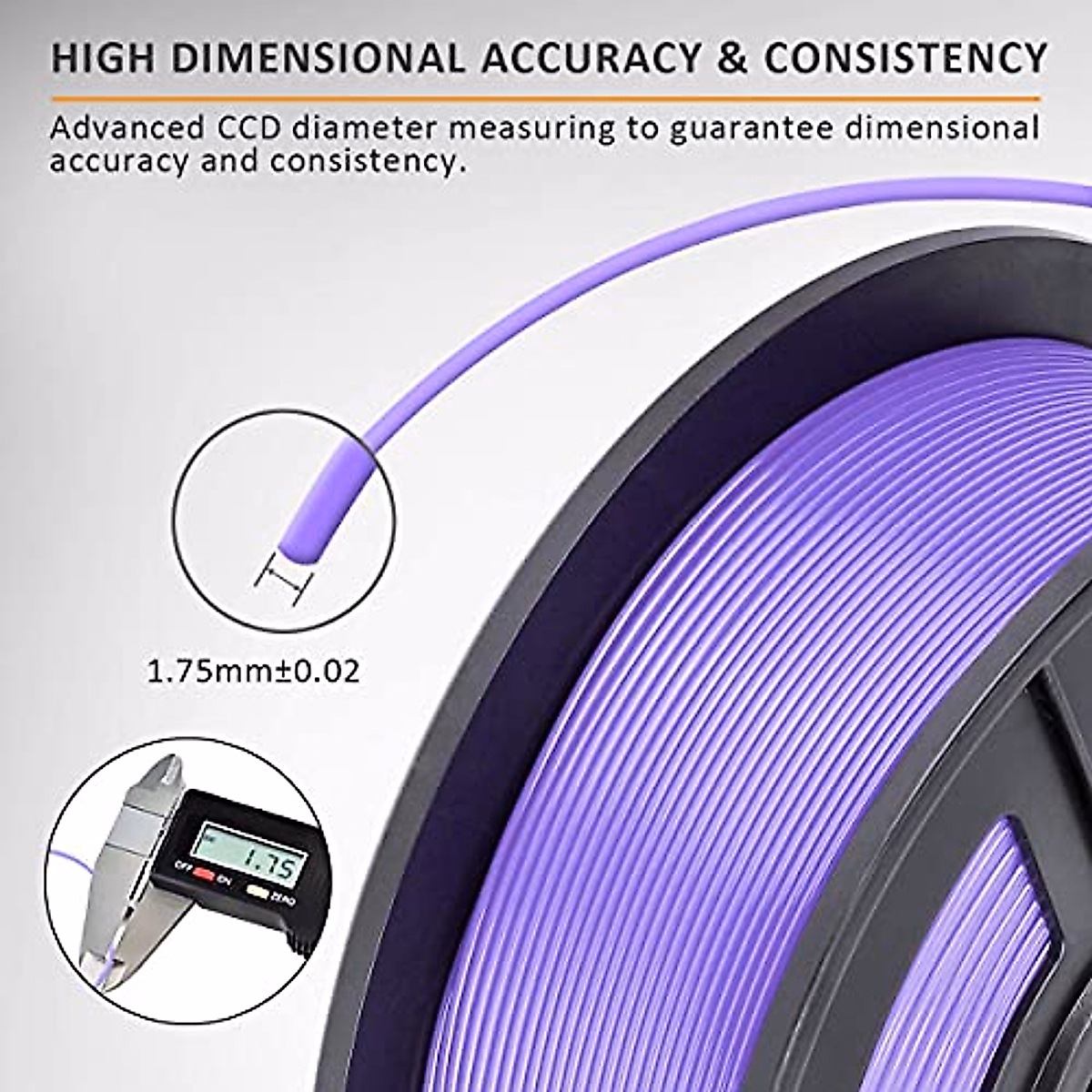SUNLU PLA 3D Printer Filament, PLA Filament 1.75 mm Dimensional Accuracy +/- 0.02 mm, 1 KG Spool, PLA White+Purple