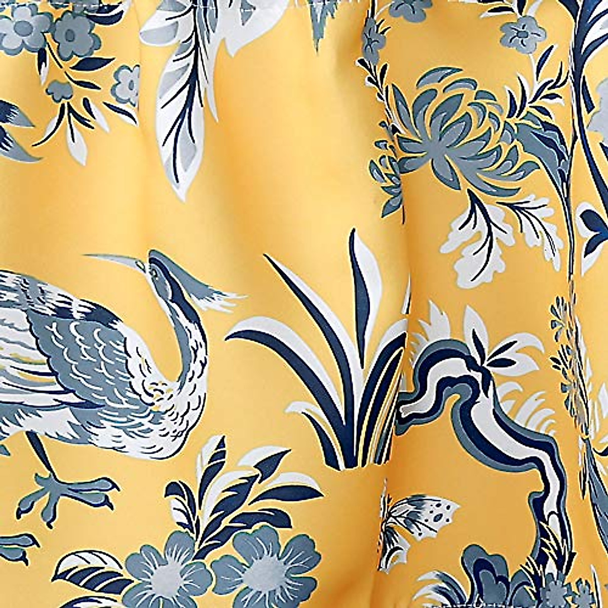 Lush Decor Dolores Valance Bird Floral Print Single Curtain, 18" x 52", Yellow