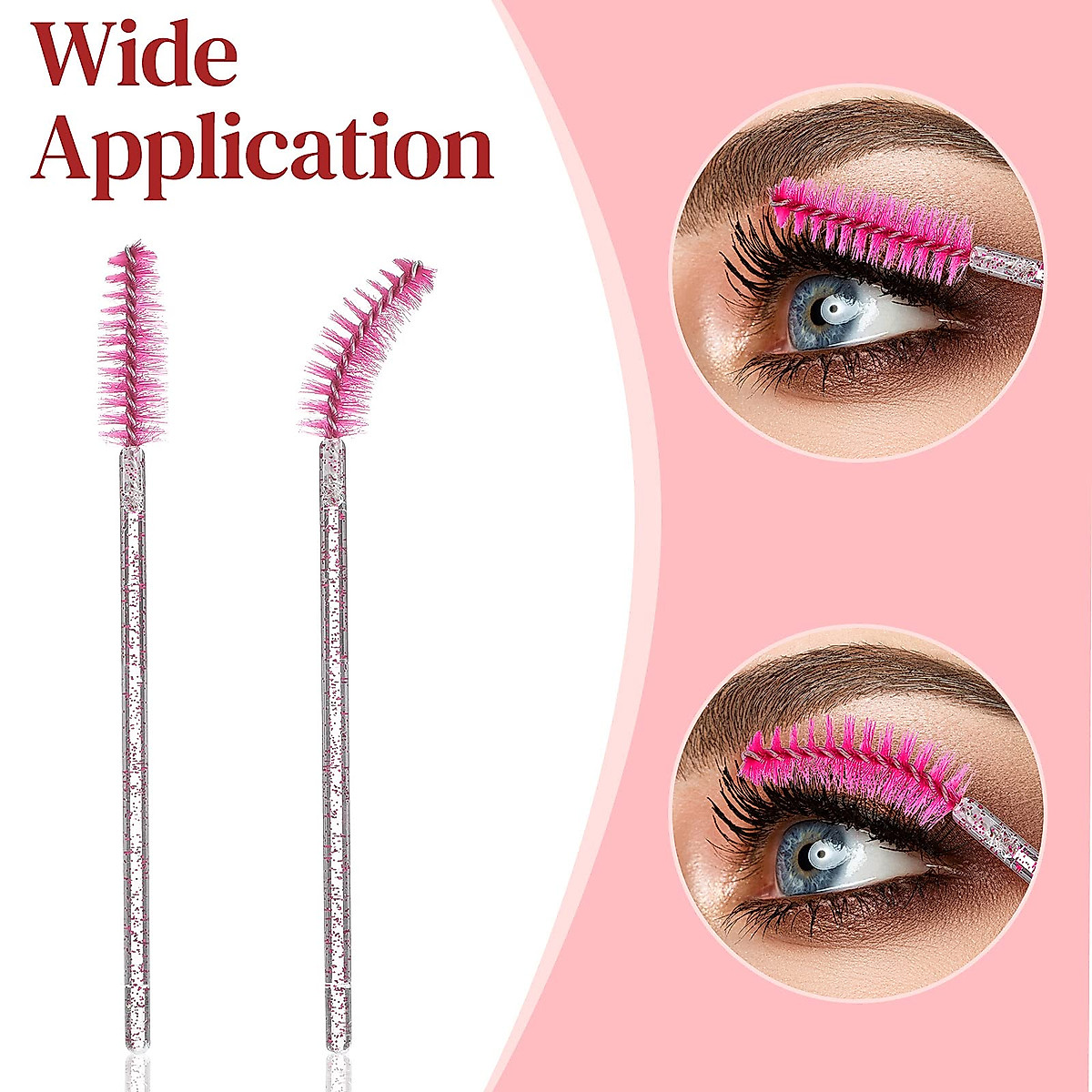 60 Pieces Disposable Mascara Wand Tube Set, 30 Diamond Empty Mascara Tube and 30 Crystal Eyelash Brush Spoolies Makeup Brush Eyebrow Applicator Tool for Lash Exention Supplies (Classic Style)