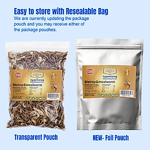 Appetizing Mealworms with Dried River Shrimp (8oz) All Natural 100% Non-GMO,Surf & Turf, Chicken, Fish, Ducks, Wild Birds, Turtles, Hamsters, Fish, and Hedgehogs
