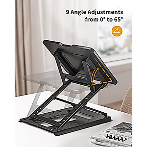 HUANUO Adjustable Laptop Stand for Desk, Adjustable Height Laptop Riser - Easy to Sit or Stand with 9 Adjustable Angles, Portable Computer Stand Fits 15.6 Inch Laptop & Notebook