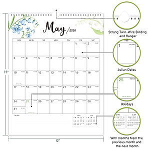 2023-2024 Calendar - Vertical Wall Calendar 2023-2024, Jul. 2023 to Dec. 2024, 12" x 17", Monthly Calendar 2023-2024 with Julian Date, Perfect for School, Office & Family.