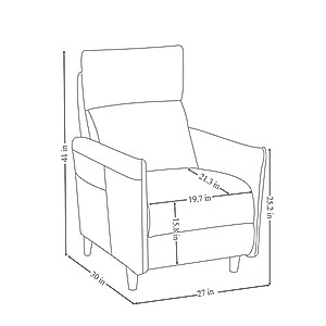 olimix Push-Back Recliner Living Room Chair Recliner Chair Fabric Small Recliner Single Sofa Home Theater Chairs Reclining Chair Padded Seat Backrest for Adults, Recliner Sofa 19.7” Seat Width (Grey)