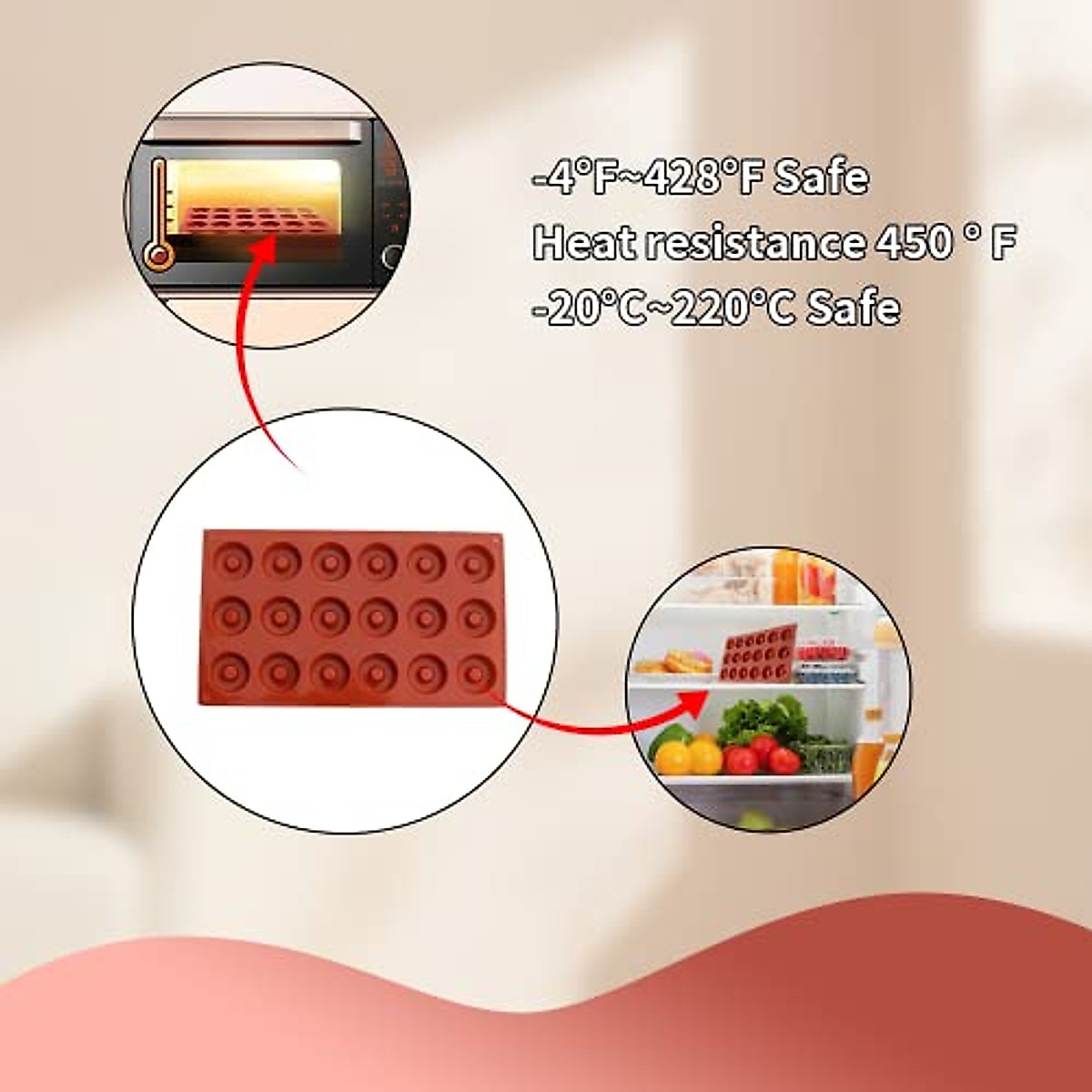 YMPEKA Donut Mold Silicone for Baking Mini Donut Pan 18 Cavity Doughnut Baking Mold Tray BPA Free and Dishwasher Safe, Non-stick Silicone Baking Pan for Making Muffin Cakes, Tart, Bread