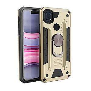 Tznzxm Case for ZTE ZMax 10 /ZTE Z6250 Case, Military Grade [Impact Resistant][Defender][Metal Ring Grip][Magnetic Car Mount] Kickstand Protective Shockproof Case for Consumer Cellular ZMax 10 Gold
