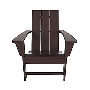 WO Home Furniture HDPE Adirondack Chair Folding Poly Lumber All Weather UV/Fade Resistant Heavy Duty for Patio, Backyard, Balcony, Garden, Lawn (Dark Brown)…