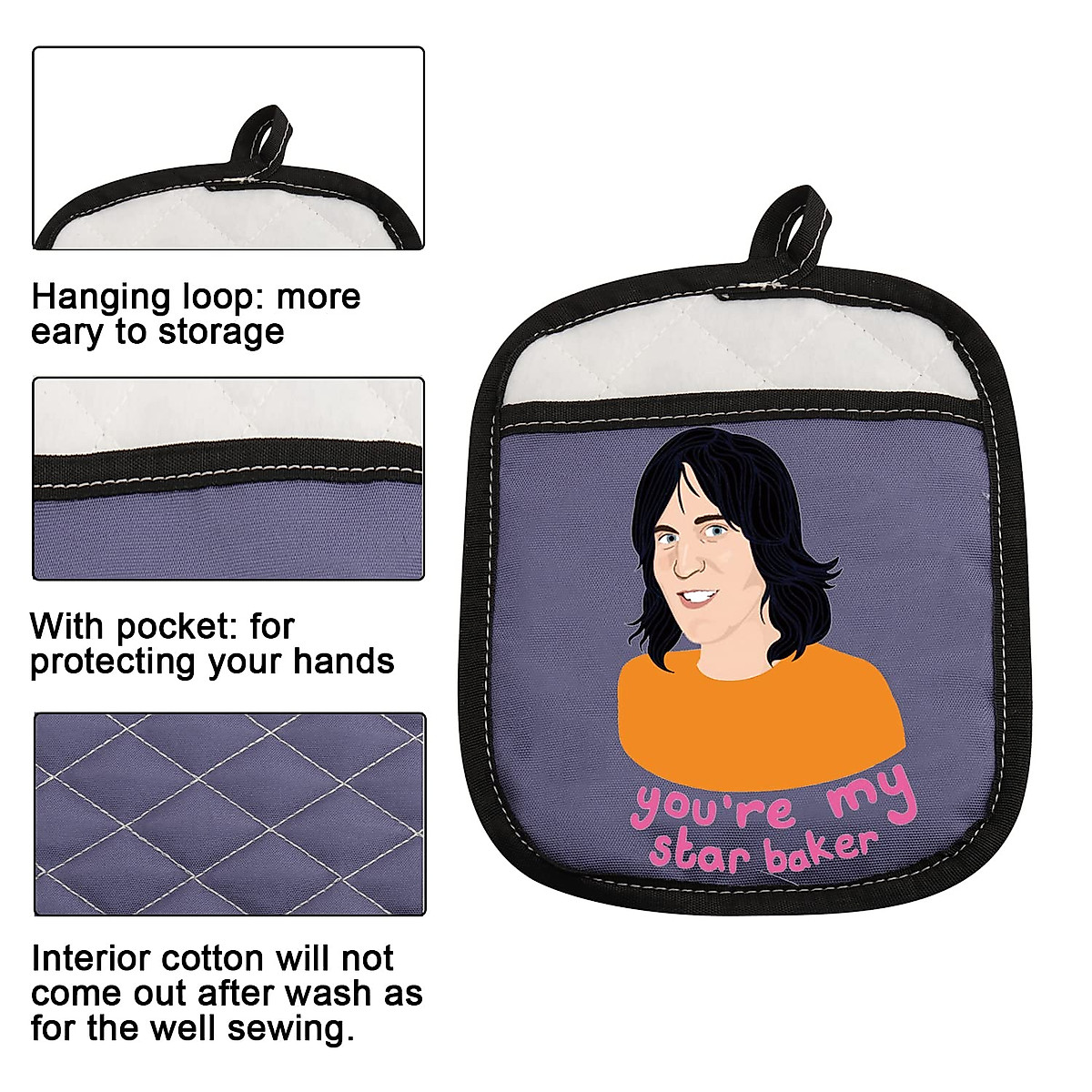 Baker Appreciation Gift for Friends Mom You are My Star Baker Oven Pads Pot Holder with Pocket (You're My Star Baker)