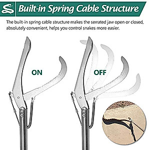 IC ICLOVER Snake Tong 52’’ Heavy Duty Professional Foldable Stainless Steel Snake Catcher Tools Reptile Grabber with Spring, Serrated Jaw, Self Lock Design-Perfect for Moving Rattle Snakes Reptiles