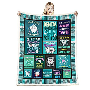 CYREKUD Dental Hygienist Gifts Blanket,Hygienist Gifts for Women Throw Blanket,Dental Office Gifts for Hygienist,Dental Assistant Nurse Gifts Coworker Christmas Blanket for Couch Sofa Decor 50"x60"
