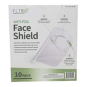 FLTR Pure Protection Anti-Fog Face Shields 10-pack Barrier Comfort