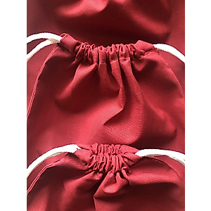 Reusable Eco friendly RED COLOR Cotton Thick Double Drawstring Muslin Bags "premium quality"-25 count pack (8 x 10)