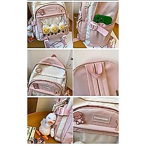 Kawaii Backpack with Kawaii Pin and Accessories Backpack Cute Backpack Cute Kawaii Backpack for School, Pink, One Size