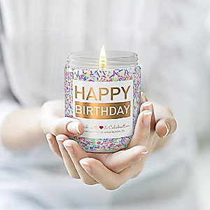 Happy Birthday Candle - Vanilla Birthday Cake Scent with Sprinkles Cute Birthday Gifts for Women Ideas, Made in USA, 9 oz - Cool Unique Bday Gift for Her, Best Friend, Men - Mint Sugar Candle Company