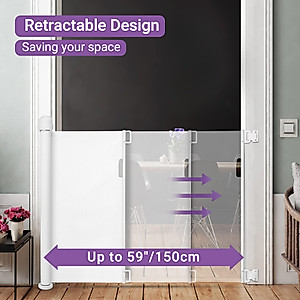 Retractable Baby Gate, Momcozy Mesh Safety Gate for Babies and Pets, Extra Wide Safety Baby Gate 33.7" Tall, Extends to 55" Wide, Pet Dog Gate for doorways, Stairs, Hallways, Indoor/Outdoor (White)