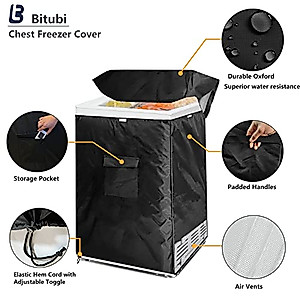 Bitubi Chest Freezer Cover– Waterproof, Dustproof, Sun-Proof, L28”W23”H34” Suitable for most 5.0 Cubic Compact Deep Freezer on market (Black)