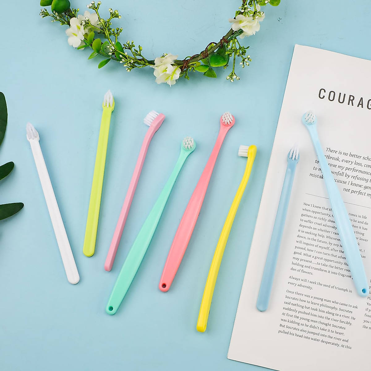 XIHIRCD 8pcs Dog Toothbrush, 2 Styles Soft Bristle Small Cat Toothbrush Micro Head Kitten Teeth Cleaning Brush Dental Care Supplies for Tiny Puppy Kitty Reduce Plaque Tartar Formation & Bad Breath