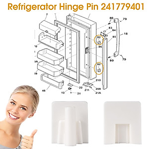 241779401 Refrigerator Door Hinge Pin Compatible with Frigidaire Electrolux Kenmore Refrigerator Door 1512662 AP4393564 AH2358752 EA2358752 PS2358752, Mullion, Upper or Lower Hinge Pin 2 Pack