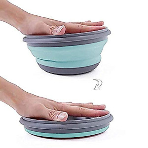 GLE2016 3 PCs Food Grade Silicone Collapsible Bowl Lunch Box - Expandable Food Storage Containers Set -Silicone Salad Bowl with Lid Portable