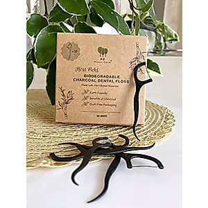Me Mother Earth Vegan Dental Floss Picks (200 Count) – Natural | Sustainable | Eco Friendly | Charcoal Dental Flossers for a Zero Waste Oral Care