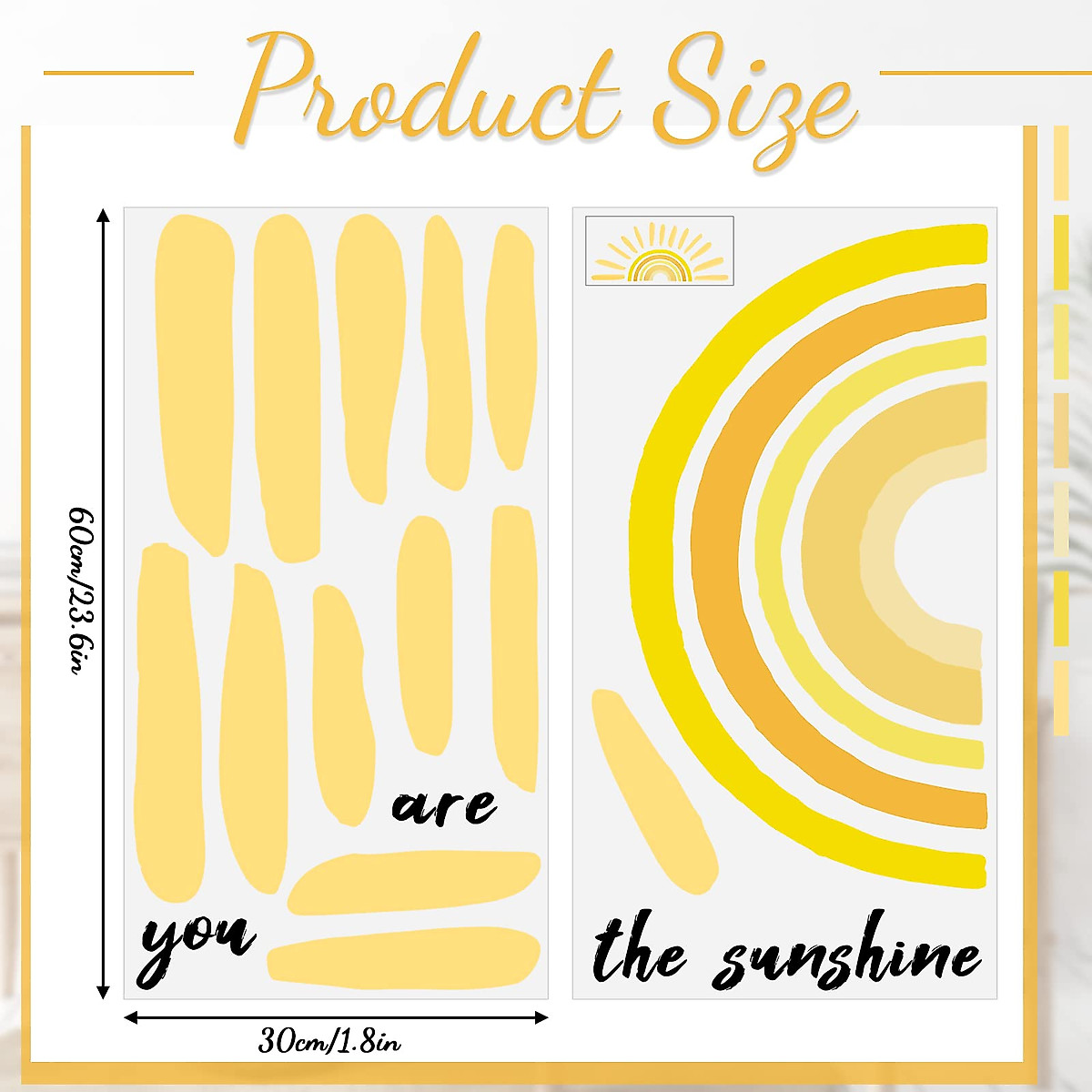 Boho Sun Wall Decals You are The Sunshine Wall Stickers Rainbow Wall Decals Large Half Sun Wall Decor Decals for Nursery Bedroom Classroom Wall Stickers Murals Decorations