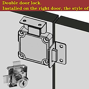 Double Door Cabinet Lock Cabinet Drawer Lock [Keyed Alike] ​Double Deadbolt Door Lock [Right Side Door Mount]. Drill Diameter 3/4"/19mm for (3/5"-/15mm -7/8"-/22mm) Door Panels (1 Pack)