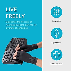 BraceAbility Carpal Tunnel Compression Gloves - Gamer's Copper-Infused Fingerless Support for Hand Arthritis, Gaming Wrist Pain, De Quervain's Tenosynovitis, Swollen Finger Joint Relief (L - 2 Pack)