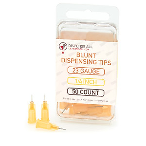 Dispense All - 23 Gauge 1/4 Inch Blunt Tipped Dispensing Needle, Luer Lock, 50 Count