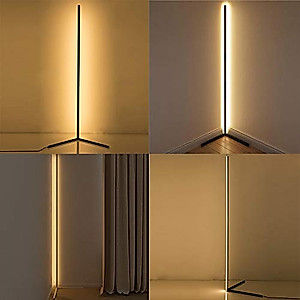 Latest LED Floor Lamp, Modern Bedroom RGB Color Changing Corner Light Minimal Vertical LED Standing Floor Lamp, Remote APP Control and Remote Control Switch Colors Floor Lamp at Will
