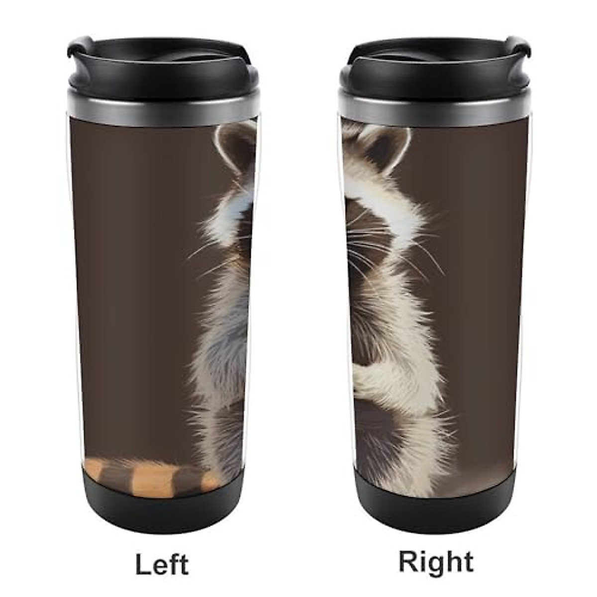 RTFGHJS 13oz Vacuum Insulated Stainless Steel Tumbler with Leakproof Lid Cute Raccoon 304 Stainless Steel Travel Mug Wide Mouth Coffee Cup for Hot & Cold Drinks (380ml)