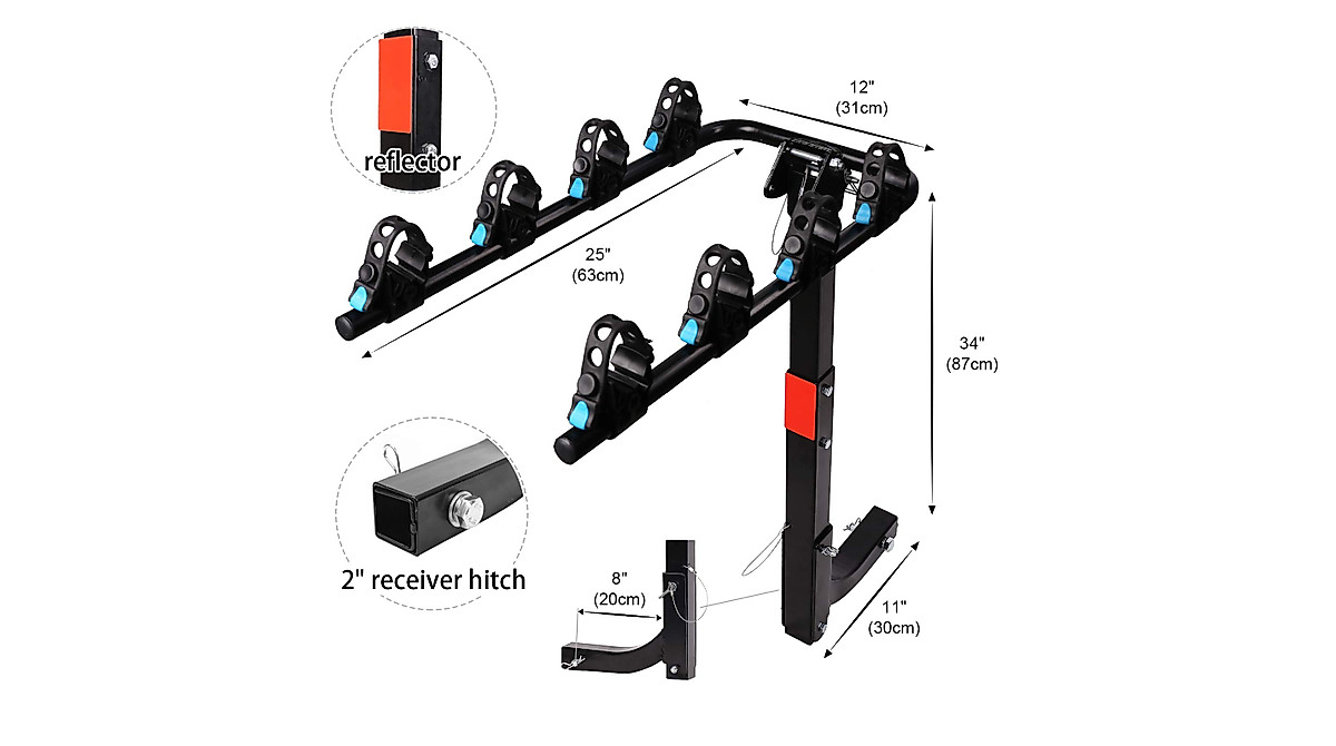 XCAR 4-Bike Bicycle Carrier Racks Hitch Mount Double Foldable Rack for ...
