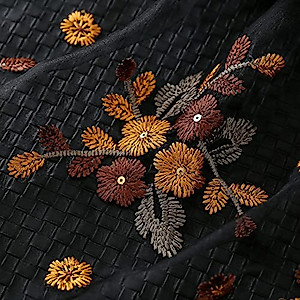 WINCESS YU Women Mulberry Silk Scarf Lightweight Embroidered Floral Shawl Wraps Beach Gauze Blanket Shawl for All Season