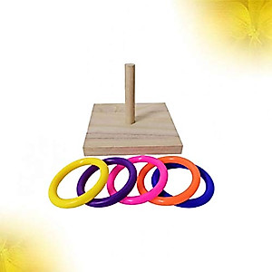 Balacoo Bird Ring Toy Interactive Wood Board Ring Toss Game Puzzle Toy Bird Educational Toy Parrot Chew Bite Playing for Parrot Pet (Random Color)